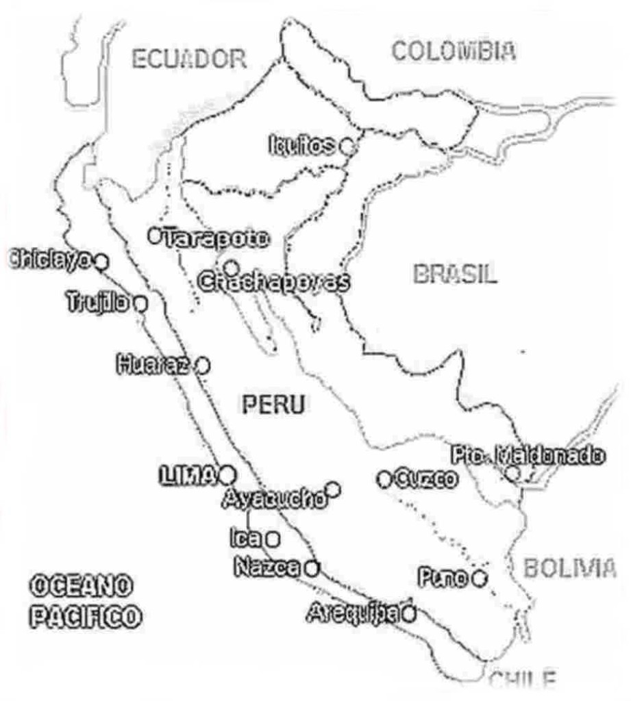 mapa del Peru para colorear