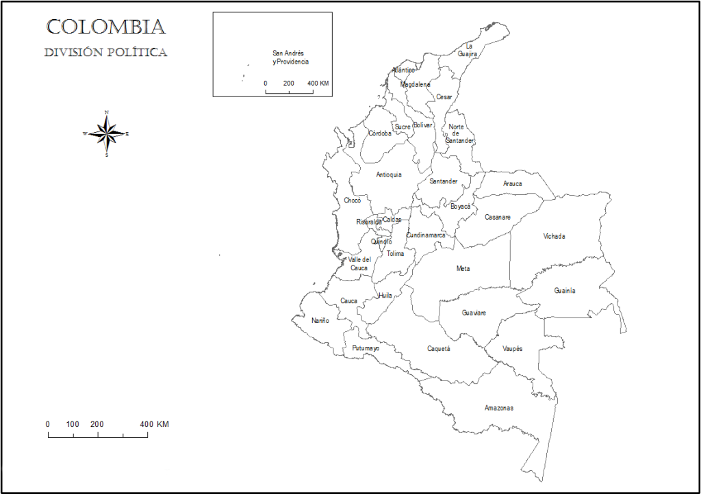 mapa de Colombia para colorear